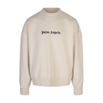 Palm Angels Homme, Sweatshirts et sweats &agrave; capuche, Blanc, Taille: XL SweaT-shirt Blanc avec Logo Imprim&eacute;