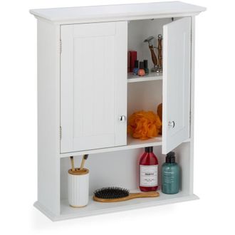 Relaxdays Relaxdays - Armoire murale pour la salle de bain, 3 compartiments, style champ&ecirc;tre, HxLxP env. 70,5 x 60 x 20 cm, blanche
