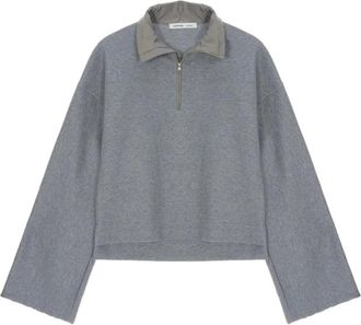Carven Femme, Sweatshirts et sweats &agrave; capuche, Gris, Taille: 38 FR Pull &agrave; col montant et demi-zip