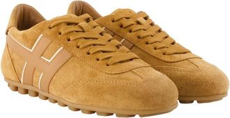 Hogan Womens H693 Allacciato H Sneakers - Hogan Leather Brown Calfskin Shoes