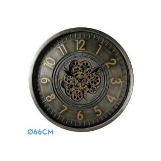 Fabrilamp Wanduhr de trento gold/leather 66x66x10cm mit Uhrwerk