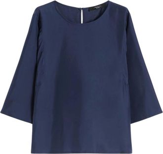 Max Mara Femme, Blouses et Chemises, Bleu, Taille: 38 FR Top en soie