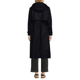Lands End Langer, gewachster Mantel mit Kapuze, Damen, Gr&ouml;&szlig;e:40-42 petite, Schwarz, Baumwolle/Polyester, by Lands End