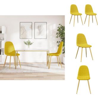 vidaXL Esszimmerst&uuml;hle 2 Stk. Senfgelb Samt - Esszimmerst&uuml;hle - Samtst&uuml;hle - Sessel - Bequeme St&uuml;hle - Goldene Stuhlbeine