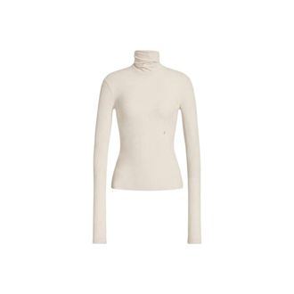 Alberta Ferretti Stretch Velvet Turtleneck Top - - Knitwear - Damen - Beige - M
