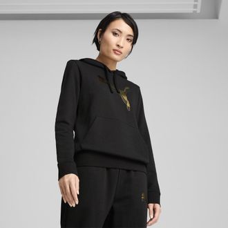 Puma Hoodie ESS M&eacute;tallique Femme, V&ecirc;tements, Noir, M