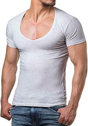 Re Rock T-Shirt col V Profond pour Homme - Fitness T-Shirt Slim fit - Basic V-Shirt - S a 3XL