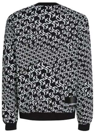 Karl Lagerfeld Regular Monogram Sweat, Black White AOP, M