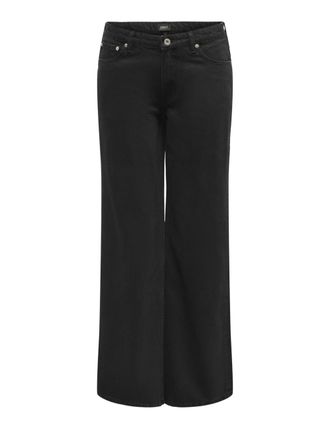 Only Damen Onlchris Reg Low Wide DNM Mas411 Jeans, Black Denim, 29W x 32L