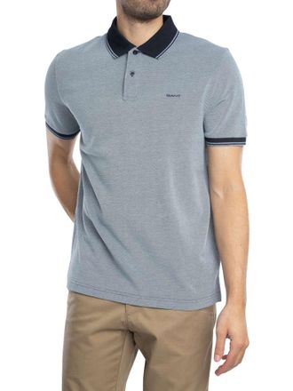 GANT Herren 4-COL Oxford SS Pique Polohemd, Dusty Navy, L