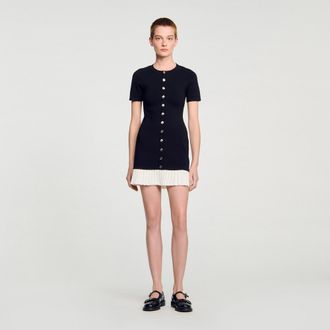 Sandro Robe courte en maille &agrave; volant