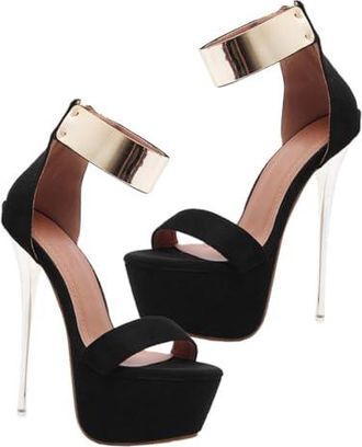 Yarnow Sandales &agrave; Talons Aiguilles Fines Femme &Eacute;t&eacute; &Eacute;l&eacute;gantes et Cr&eacute;atives Talons Hauts Antid&eacute;rapants Chaussures &Eacute;t&eacute; Respirantes et Imperm&eacute;ables Noir