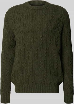Fynch-Hatton Strickpullover aus Baumwoll-Woll-Mix mit Zopfmuster