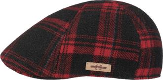 Stetson Texas Shadow Plaid Flatcap Schirmm&uuml;tze Schieberm&uuml;tze Wollcap Herren - Made in The EU mit Schirm Herbst-Winter - M (56-57 cm) rot