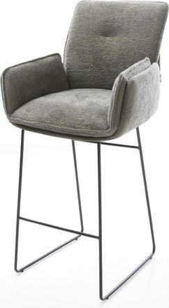 DELIFE Barstuhl Nela-Flex Boucl&eacute; Soft Schlamm Kufengestell Metall Schwarz, Barst&uuml;hle