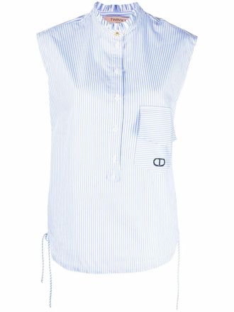 Twin-Set chemise ray&eacute;e &agrave; design sans manches - Bleu