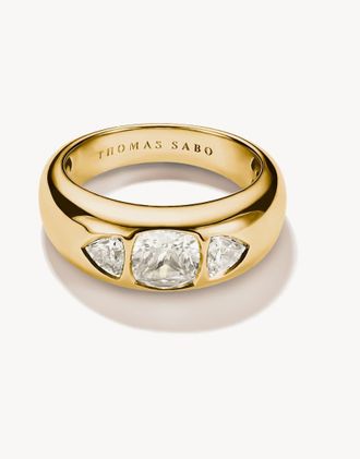 Thomas Sabo Bague - Dor&eacute; et blanc