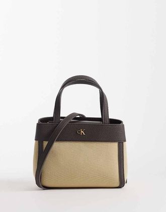 Calvin Klein Jeans - Kleine Canvas-Handtasche zum Umh&auml;ngen in Naturfarbe-Neutral