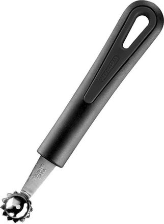 Westmark Aushöhllöffel/Tomatenstrunk-Entferner, Mit gezahntem Rand, ø 2,1 cm, Länge: 16,6 cm, Rostfreier Edelstahl/Kunststoff, Gentle, Schwarz, 28202270