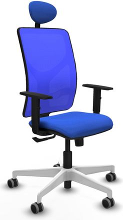 Piqueras y Crespo Schreibtischstuhl, blau, mit 1D-Armlehnen, h&ouml;henverstellbarer Lendenwirbelst&uuml;tze und festem Kopfteil, ausgestattet mit 3 Positionen und Schneidschaum,