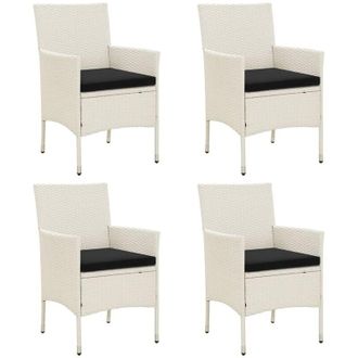 vidaXL Gartenst&uuml;hle mit Kissen 4 Stk. Poly Rattan Wei&szlig; vidaXL
