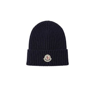 Moncler Rippstrick-M&uuml;tze aus Merinowolle - - Accessories - unisex - Blau - M