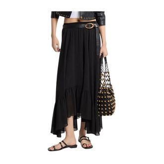 Michael Kors Femme, Jupes, Noir, Taille: 42 FR Jupe asym&eacute;trique en georgette