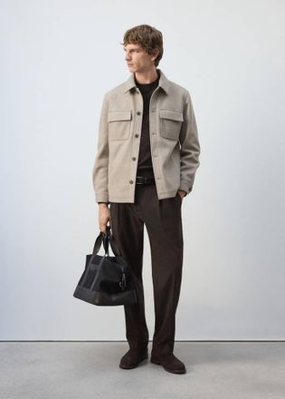 Mango Pantalon relaxed-fit pinces caf&eacute; - Homme - 38 - MANGO MAN