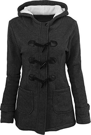 Generic Manteaux dhiver pour femme en laine pour femme - Veste &agrave; capuche boutonn&eacute;e avec poches - L&eacute;ger - Ouvert sur le devant - Manches longues - Coupe ajust&eacute;