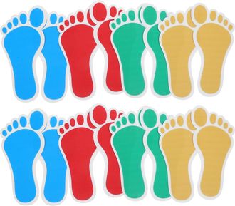 BESPORTBLE Pvc Bodenaufkleber Fu&szlig;abdruck 18cm Rutschfest Selbstklebend 8 Paar Bunt f&uuml;r Kinderzimmer Kindergarten Schule