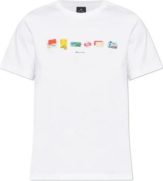 Paul Smith Homme, Tops, Blanc, Taille: L T-Shirt avec Imprim&eacute; Color&eacute;