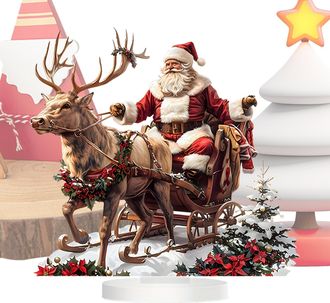 Generic Weihnachten Noel - Acrylreiniger SLED | 2D -Desktop-Dekoration, auf Schlitten, fliegen sauber, Weihnachtsgeschenk, festliche Atmosph&auml;re