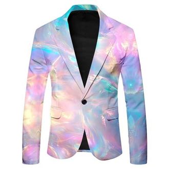 Generic Veste pour homme - Aspect &agrave; paillettes imprim&eacute; - Effet scintillant - Veste de costume pour carnaval, f&ecirc;te - Coupe ajust&eacute;e - Blazer pour spectacle - Co