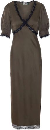 Rixo Annina lace V-neck midi dress - Gr&uuml;n