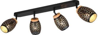 Trio Leuchten Plafonnier de salon, lampe de couloir, m&eacute;tal noir-dor&eacute;, E14, 4 ampoules, L 74 cm
