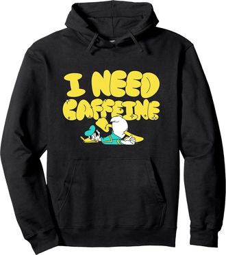 Disney Donald Duck Tired Out of Coffee I Need Caffeine Funny Pullover Hoodie