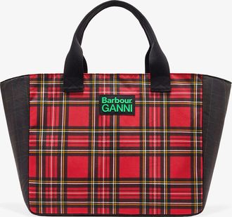 Ganni x Barbour Tote en tartan rouge Vert - Pour Femme