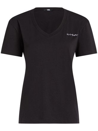 Karl Lagerfeld t-shirt Signature &agrave; col v - Noir