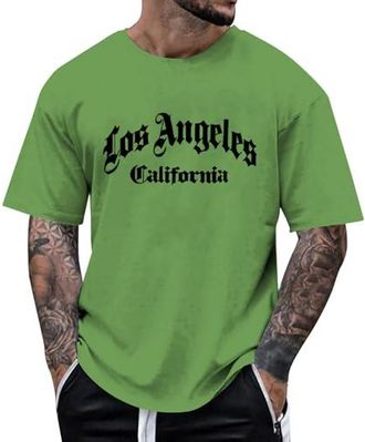 Generic T-shirt pour homme 1 pi&egrave;ce &agrave; manches courtes et imprim&eacute; alphabet - Col rond - Tissu tricot&eacute; en polyester avec l&eacute;ger stretch - Coupe normale - Style pu