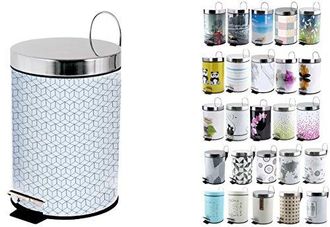 MSV Poubelle &agrave; cosm&eacute;tiques Acier Inoxydable Mozaik Gris avec R&eacute;cipient int&eacute;rieur Amovible Salle de Bains Poubelle &agrave; p&eacute;dale Bo&icirc;te &agrave; ordures - 3 litres