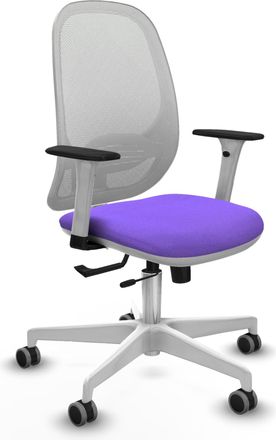 Piqueras y Crespo Schreibtischstuhl, wei&szlig; und lila, mit 1D-Armen, h&ouml;henverstellbare Lendenwirbelst&uuml;tze, ausgestattet mit Syncro/Traslack und Schneideschaum, Wei&szlig;/Lila