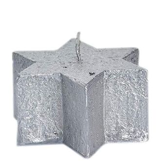 Spaas 12 Sternkerzen Weihnachten Paraffinwachs Silber D 90mm H 40mm