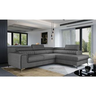 E-MEUBLES Ecksofa mit Schlaffunktion und Bettkasten, Couch f&uuml;r Wohnzimmer, Schlafsofa Sofagarnitur L-Form Wohnlandschaft mit Bettfunktion 278x92x205 cm olivier
