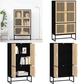 vidaXL Vidaxl - Buffet haut noir 70x35x125 cm bois dingénierie - Buffet Design Scandinave - Meuble Rangement Noir - Buffet Moderne - Commode Rangement