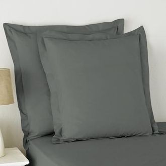 Pizuna Coton Set de 2 Taies doreiller 65x65 cm Gris Fonc&eacute;, 100% Coton Longue dur&eacute;e en Percale Taies doreiller en Coton 65x65 avec Rabat de 20cm (taies doreil
