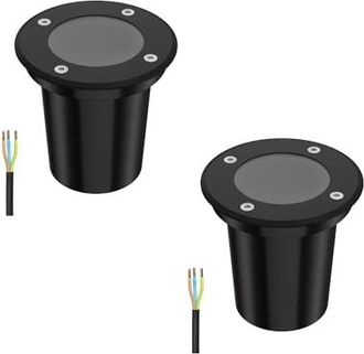 LEDs Com 2 pi&egrave;ces luminaire encastr&eacute; de sol BOLI pour lext&eacute;rieur, IP67, noir, rond, 108mm &Oslash;, 1x GU10 max. 15W, givr&eacute;