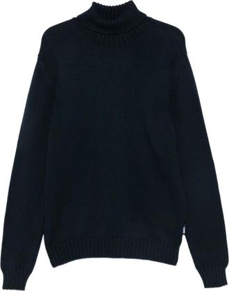 Add Pull &agrave; col roul&eacute; avec bords c&ocirc;tel&eacute;s - Homme - Pulls - Bleu - Taille: S