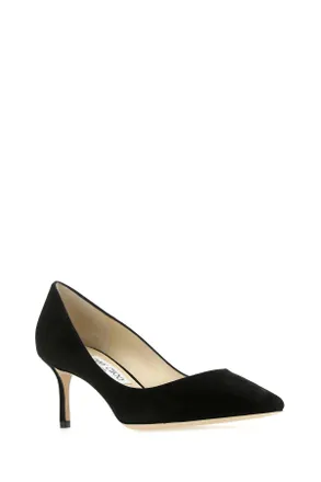 Jimmy Choo London Womens Black Suede Romy 60 Pumps Leather Salpa Plastic Metal Scarpe Con Tacco High Heel Shoes