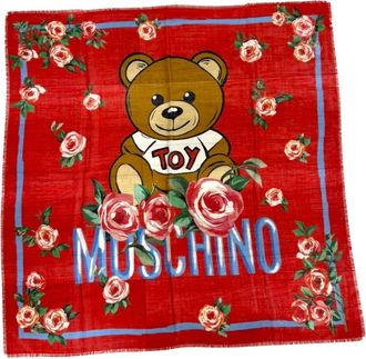 Moschino Femme, Accessoires, Rouge, Taille: ONE Size Logo Orsetto Scarf