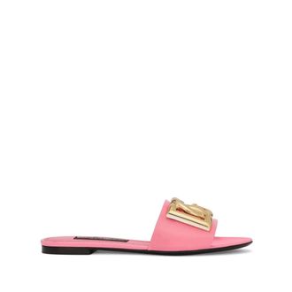 Dolce & Gabbana Rosa Logo-Plaque Ledersandalen - - Shoes - Damen - Rosa - 35 EU